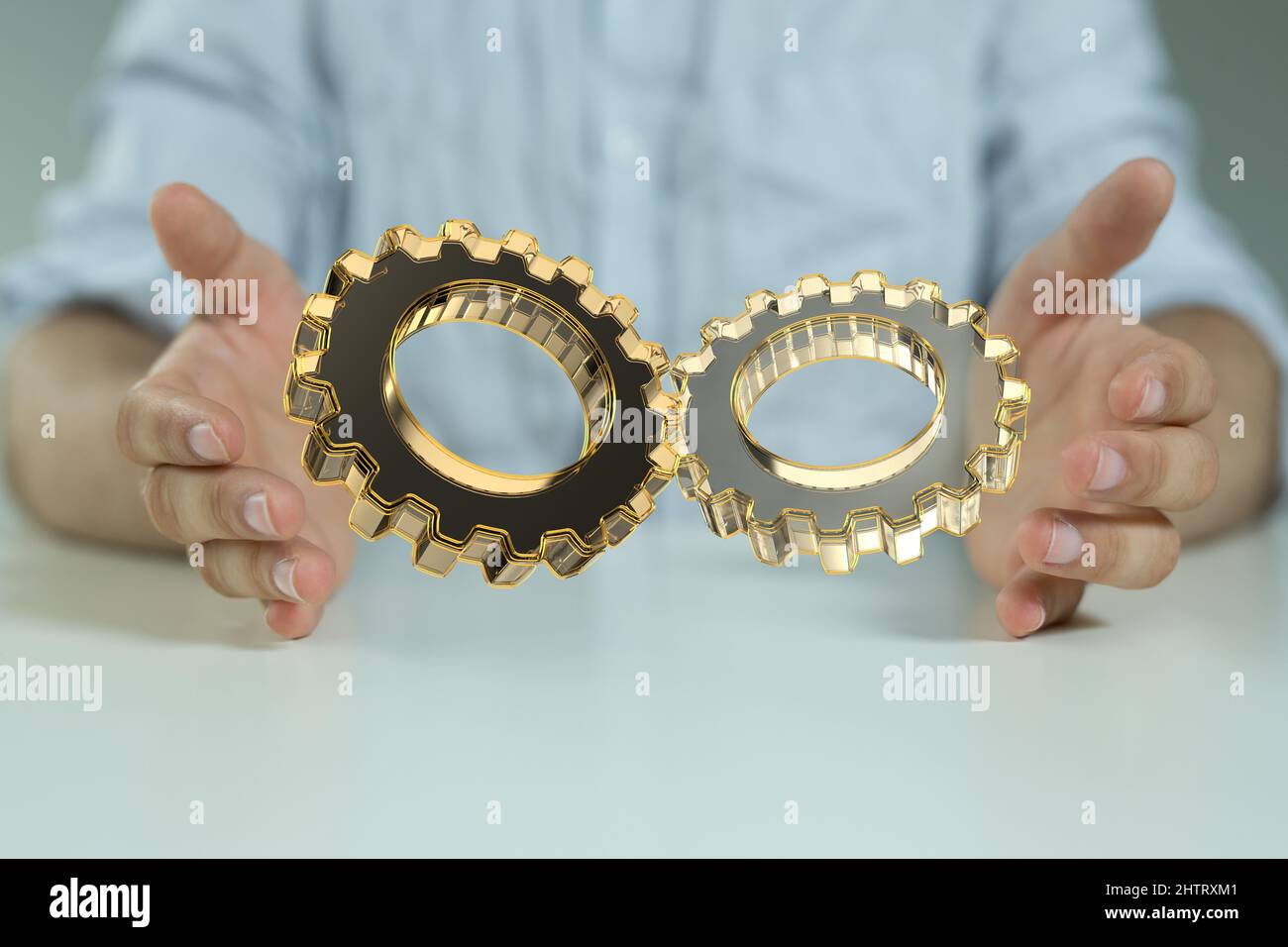 3d rendering of metal cogs and gear wheel mechanisms floating between ...