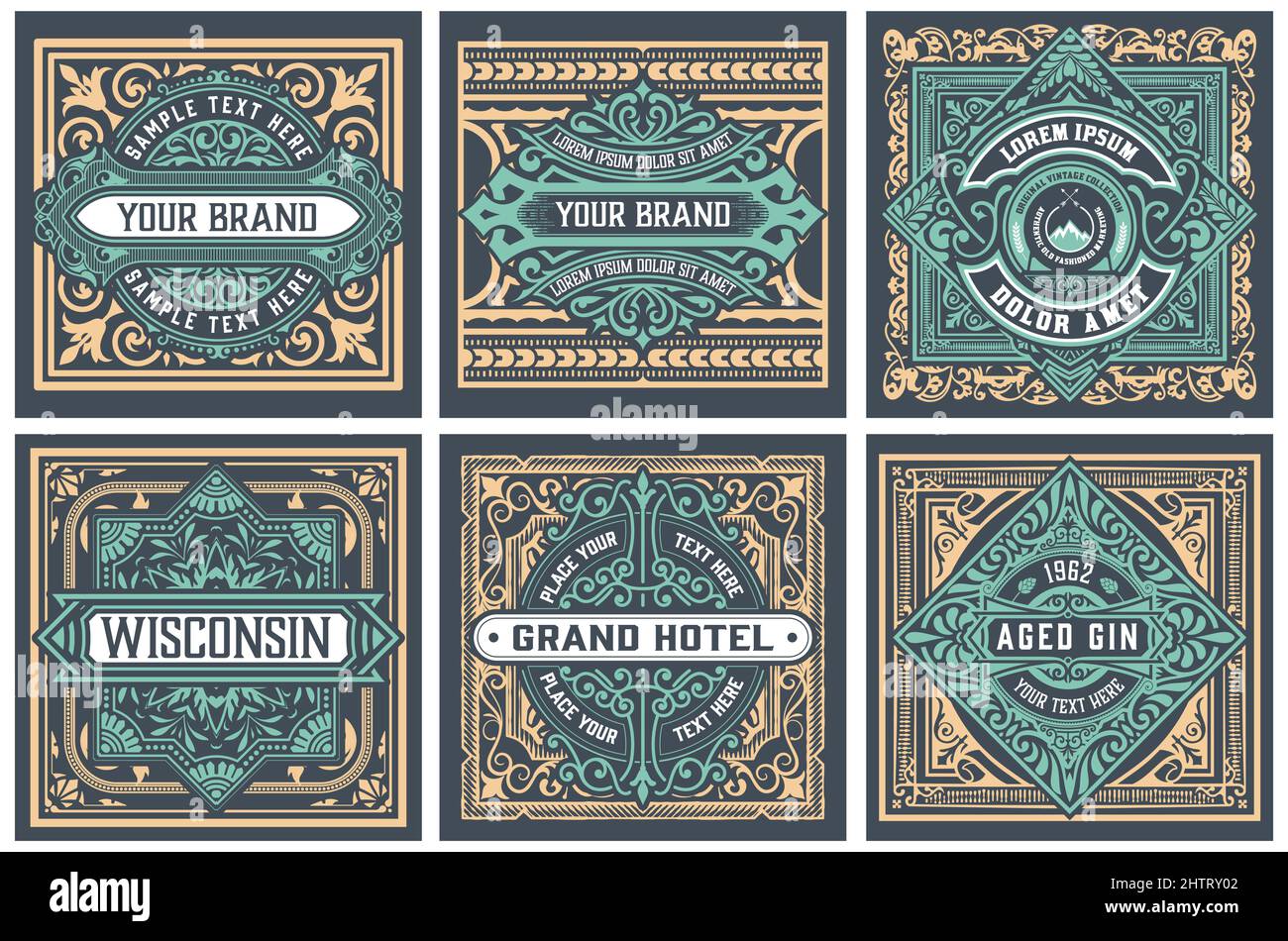 Set of 6 labels. Western style Stock Vector Image & Art - Alamy