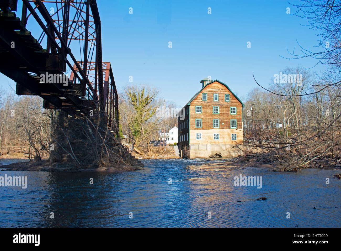 Old mill by the Raritan River next to abandoned railroad bridge at ...