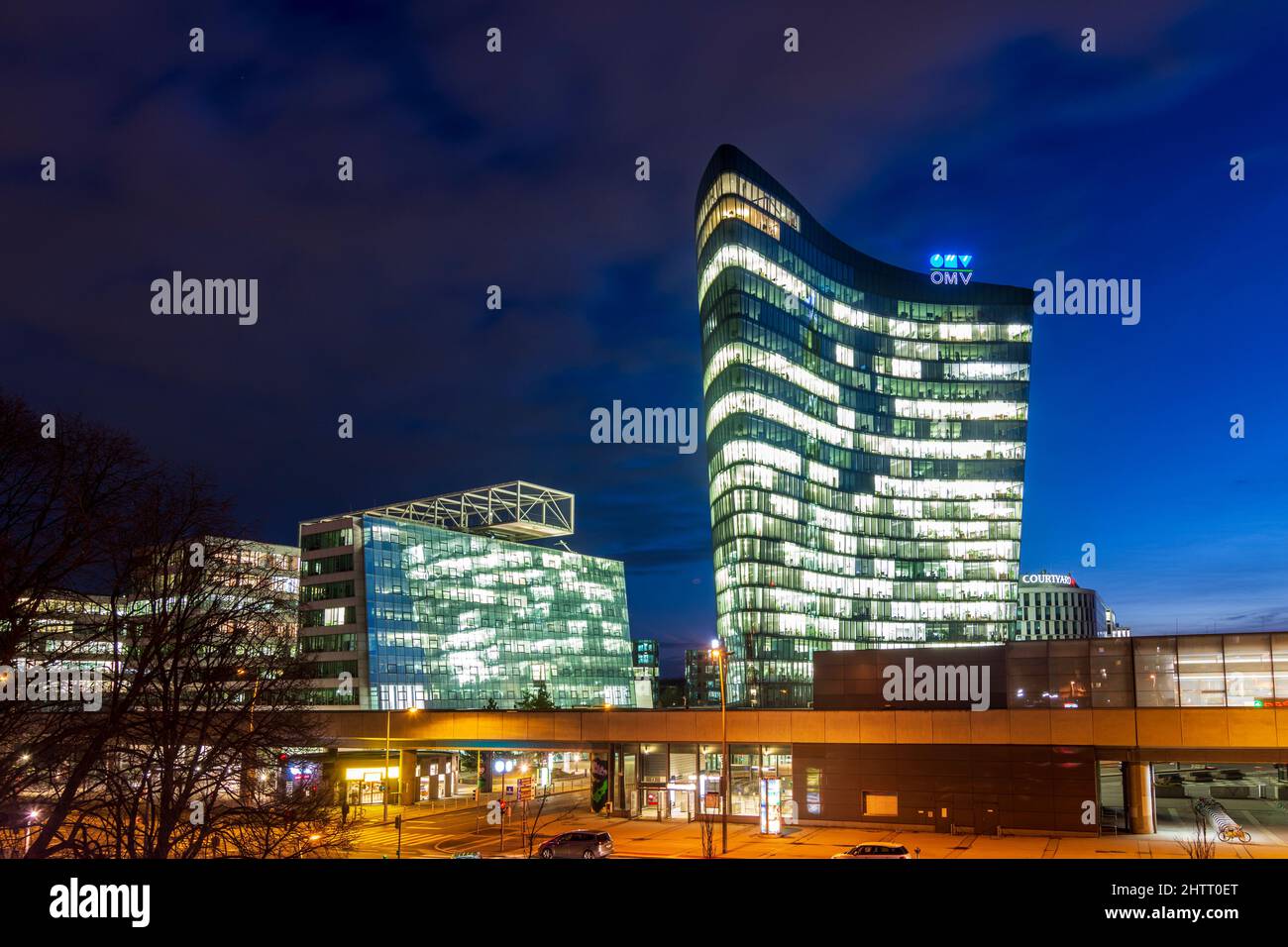 Wien, Vienna: OMV headquarters, Plus Zwei building, subway line 2 in 02 ...