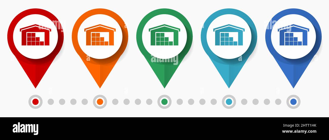 Warehouse, store concept vector icon set, flat design logistics ...