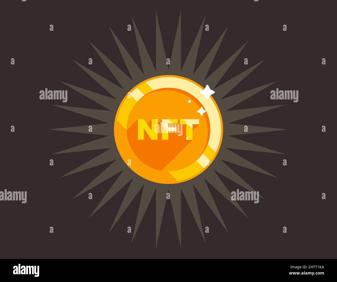 nft gold coin. collecting digital art. flat vector illustration Stock ...