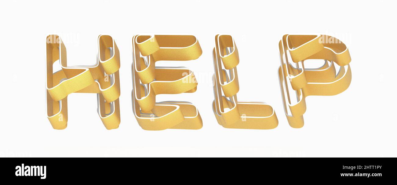 3d rendering of the word Help with gold sharp designs Stock Photo - Alamy