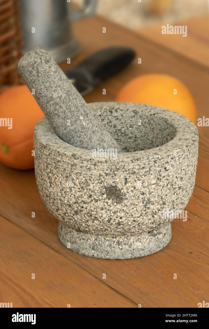 Colonial style mortar and pestle on display at Tryon Palace in New Bern ...