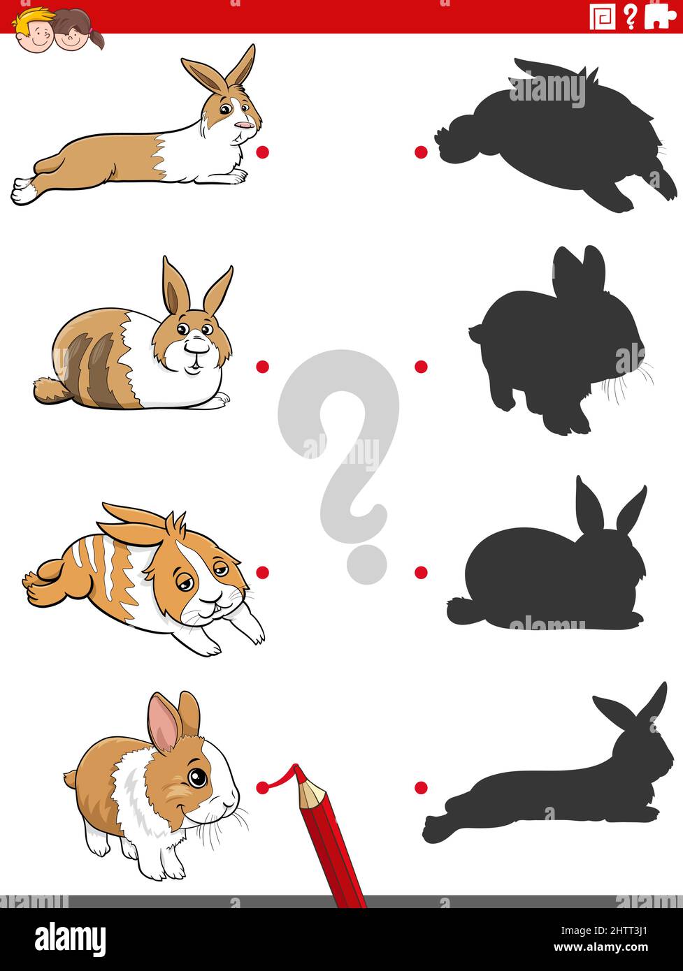 Cartoon illustration of match the right shadows with pictures ...