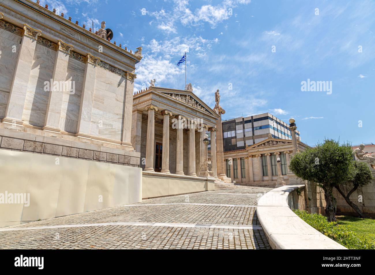 Athens, Greece. Main facade of modern Academy of Athens, Greece's ...