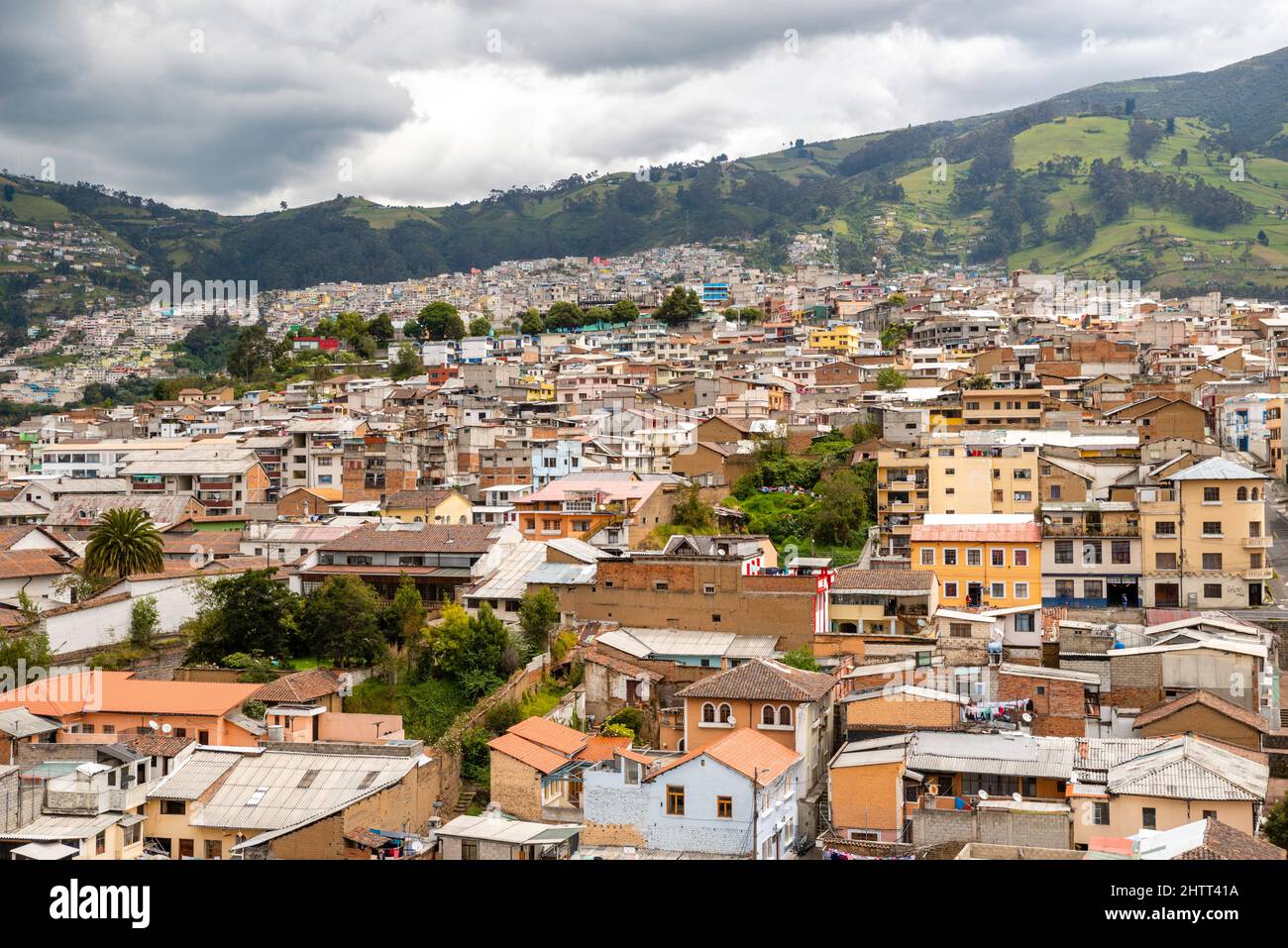 View of the Quito skyline from the Basilica del Voto Nacional; Quito ...