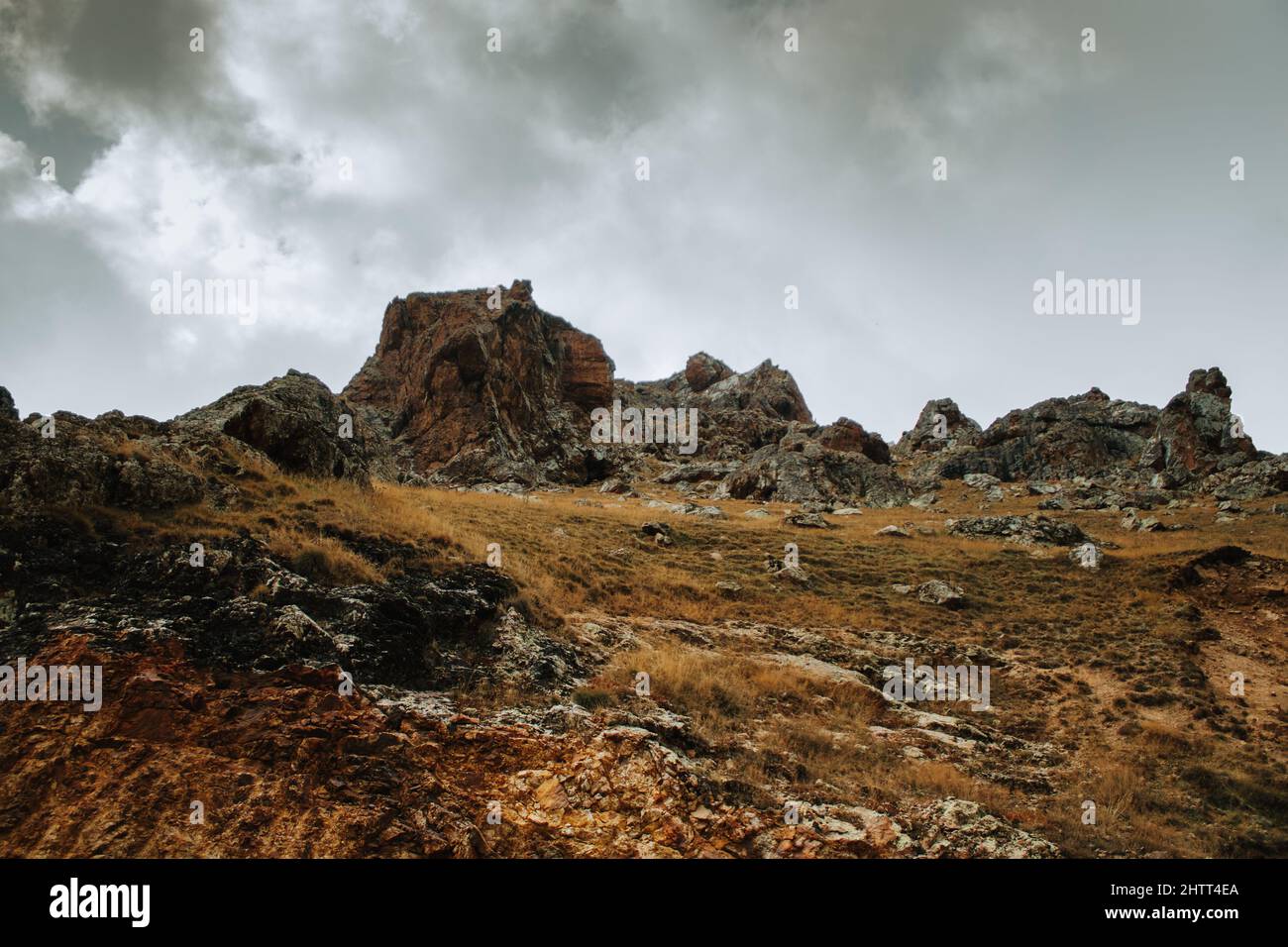 Beautiful view of a mountain with rock formations Stock Photo - Alamy