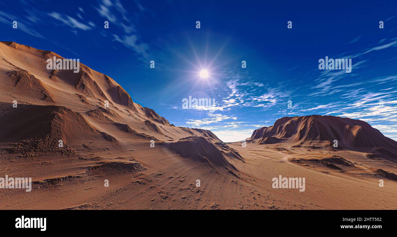 Desert landscape with blue sky on the background Stock Photo - Alamy