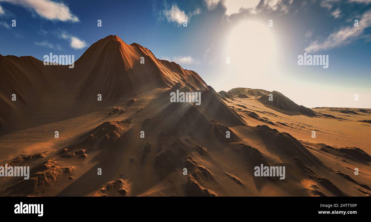 Desert landscape with cloudy sky on the background Stock Photo - Alamy