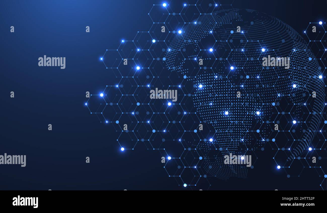 Global network connection. Big data visualization concept. Social ...