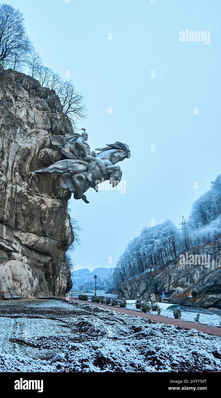 monument of the warrior in the rock Stock Photo - Alamy