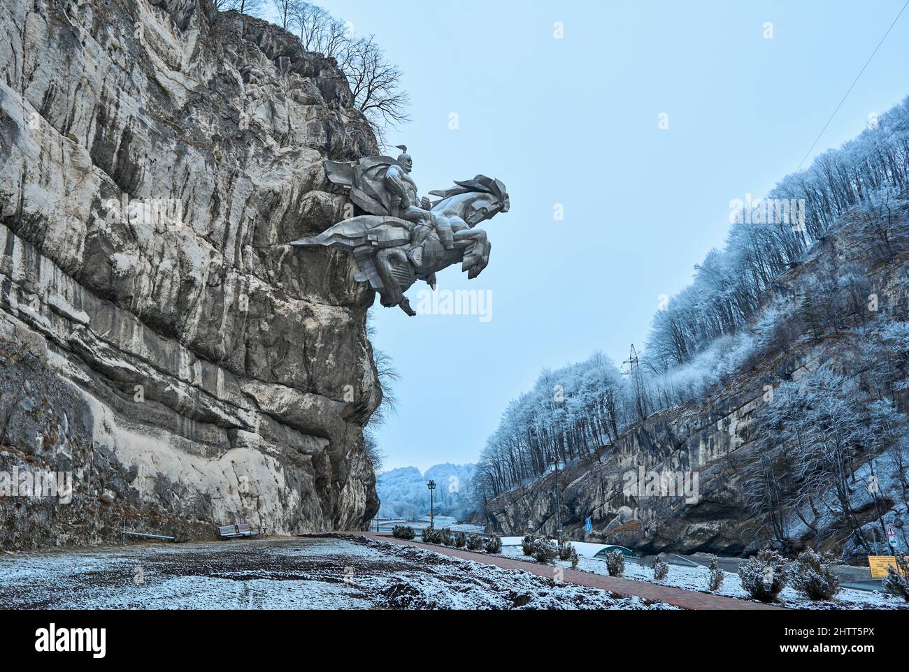 monument of the warrior in the rock Stock Photo - Alamy