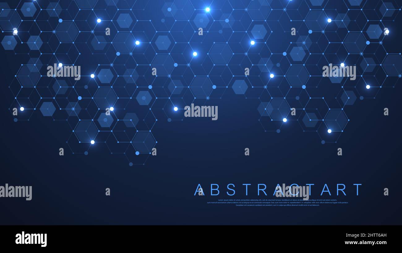 Technology abstract lines and dots connect background with hexagons. Hexagons connection digital ...