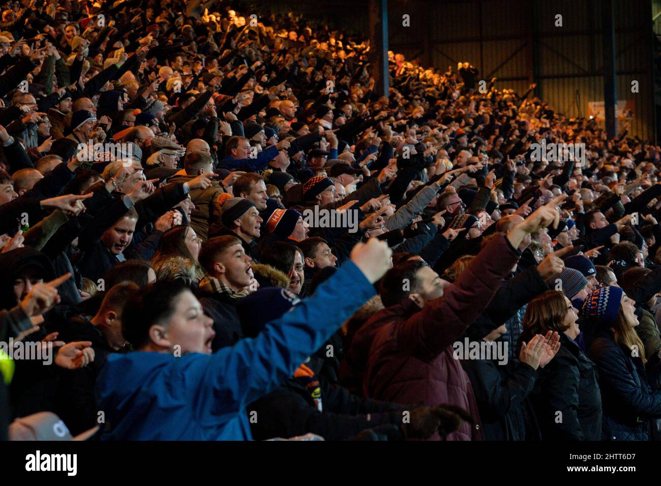 Luton, UK. 13th Mar, 2021. Luton fans celebrate after Harry Cornick #7 ...