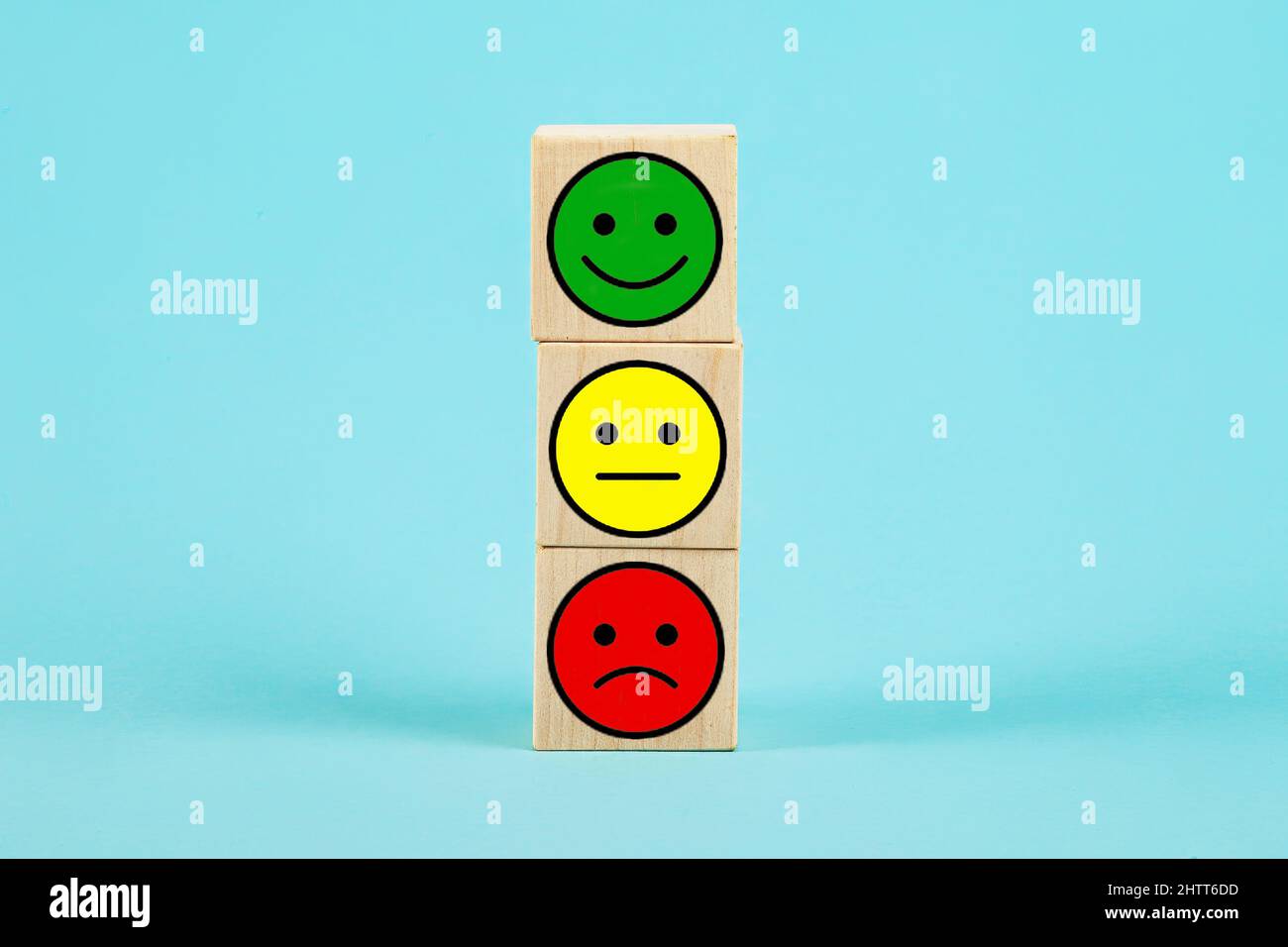 Wooden cube block stacking with icon face, The best excellent bu Stock ...