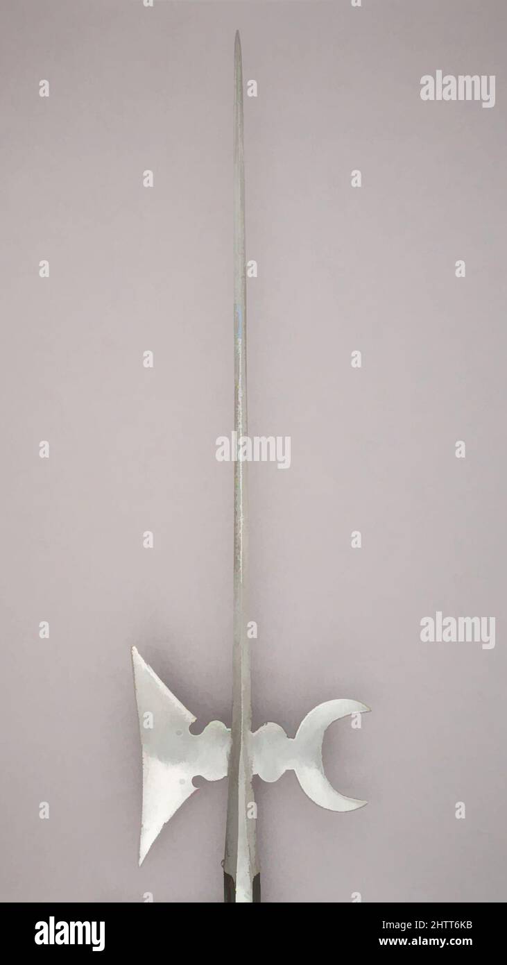 Art inspired by Halberd, ca. 1540, Italian, Steel, wood (pine), L. 8 ft ...