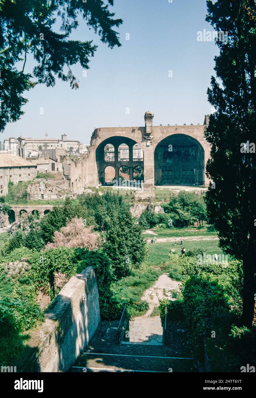 Ancient Rome. Constantines Basilica. Archival scan from a historic ...