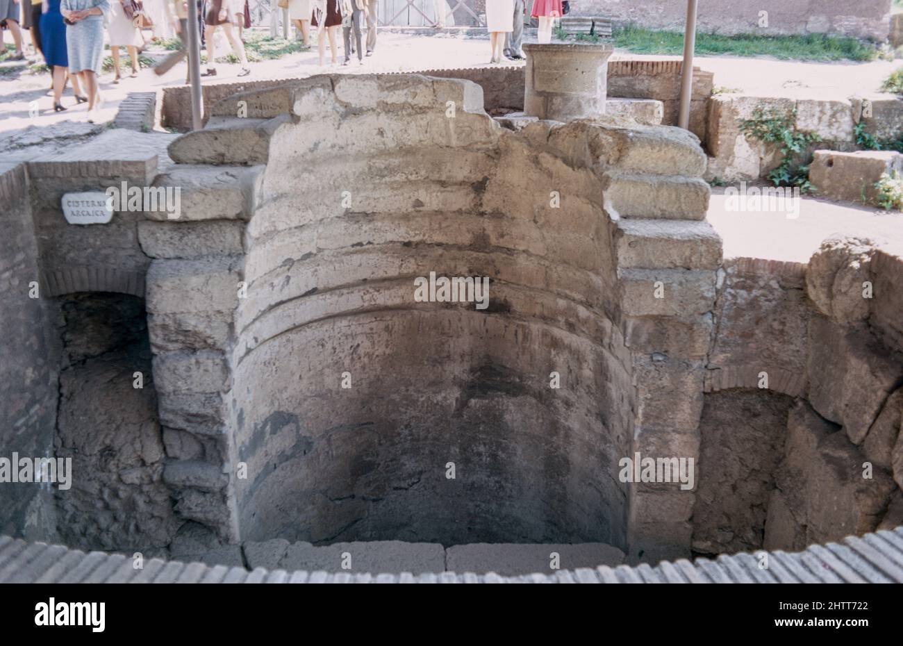 Ancient Rome. Palatine, ancient cistern. Archival scan from a historic ...