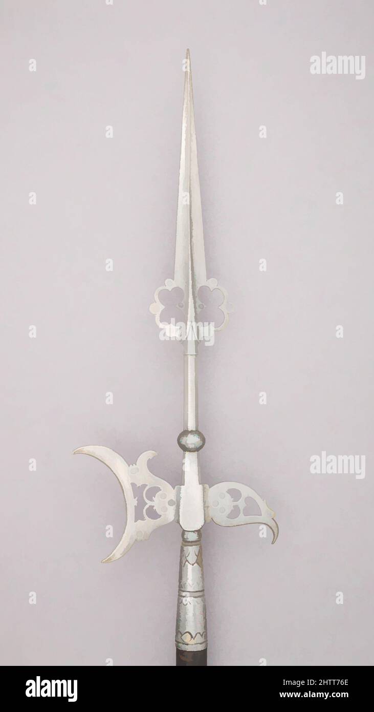 Art inspired by Halberd, ca. 1600, French, Steel, wood, L. 90 in. (228. ...
