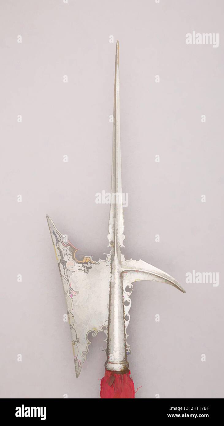 Art inspired by Halberd, ca. 1525, Italian, Steel, wood, textile, L. 93 ...