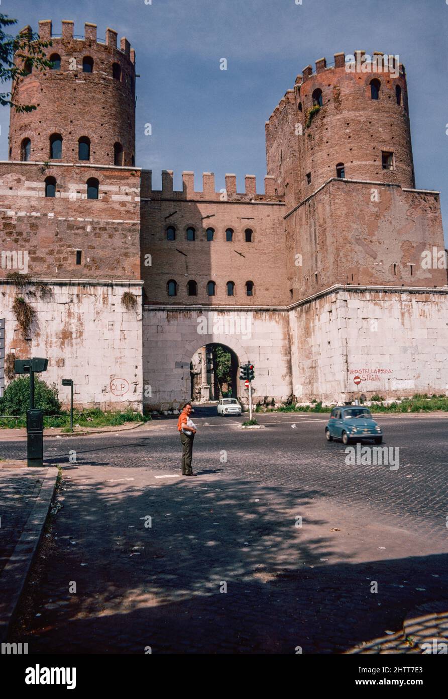 Ancient Rome. Porta Appia. Archival scan from a historic location from ...