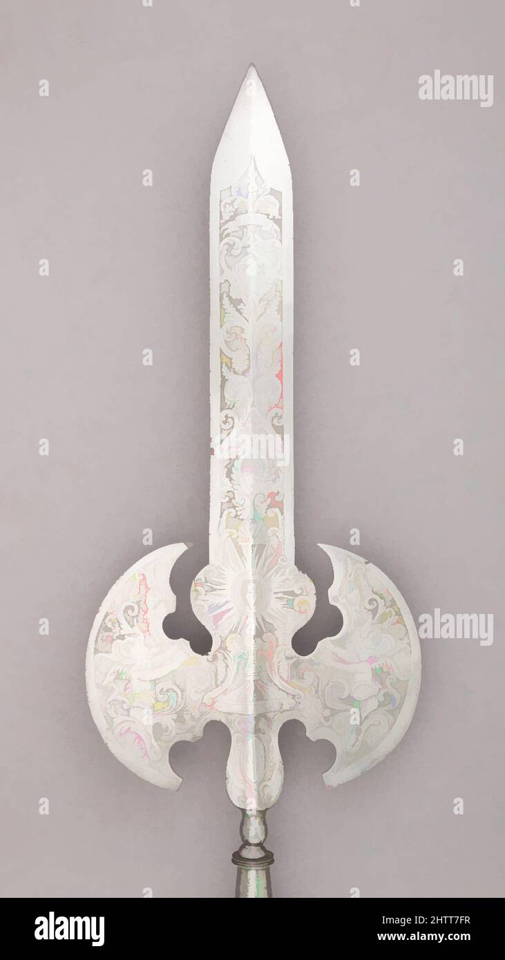 Art inspired by Halberd, dated 1712, French, Steel, wood, L. 8 ft. 6 in ...