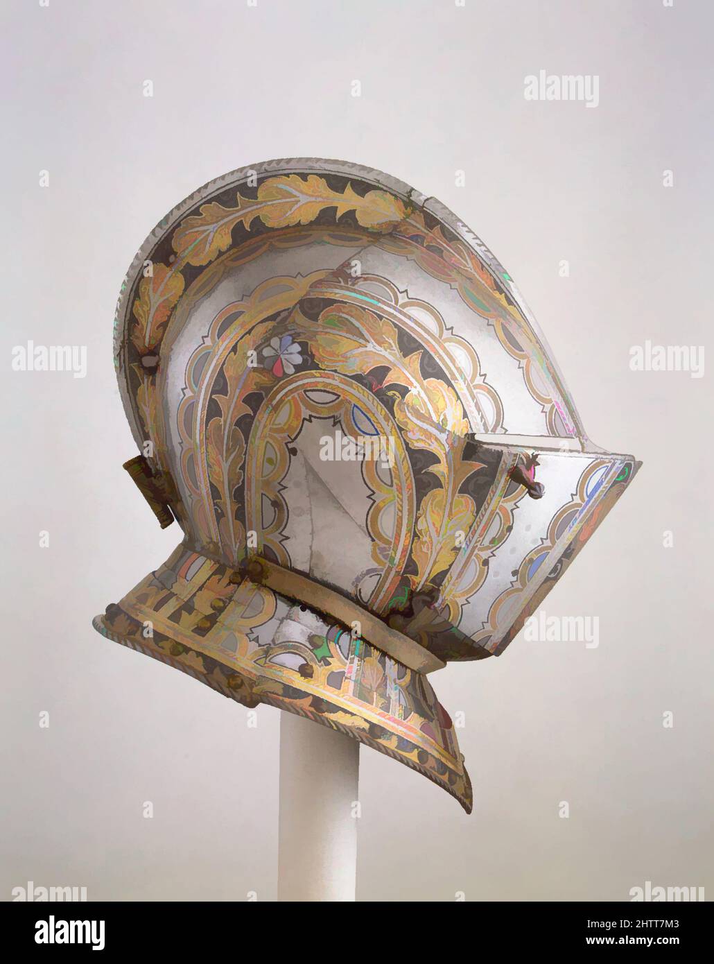 Art inspired by Close-Helmet, ca. 1560, Italian, Steel, gold, leather ...