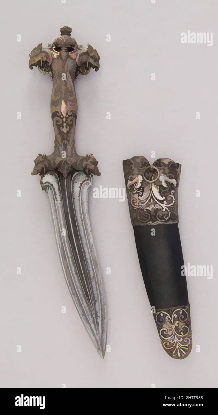 Art inspired by Dagger with Sheath, ca. 1700, Sri Lankan, Steel, silver ...