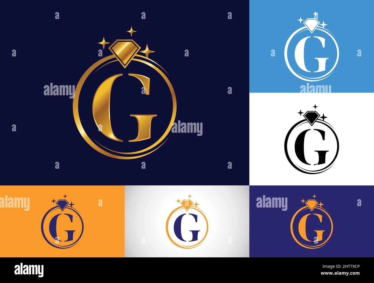 Initial G monogram letter alphabet in a circle with Diamond. Diamond ...