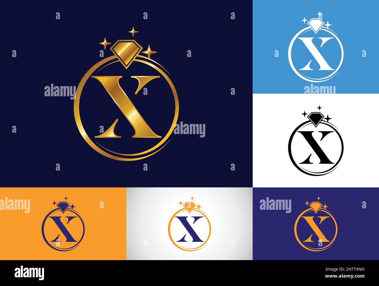 Initial X monogram letter alphabet in a circle with Diamond. Diamond ...