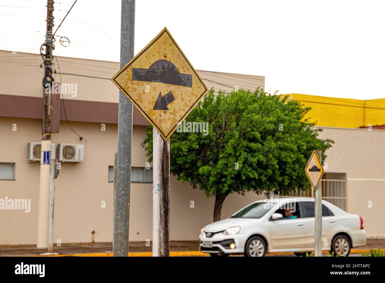 Costa Rica, Mato Grosso do Sul, Brazil - 12 18 2022: traffic sign ...
