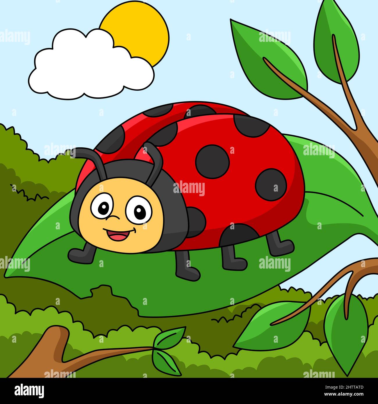 Ladybug Cartoon Colored Animal Illustration Stock Vector Image & Art ...