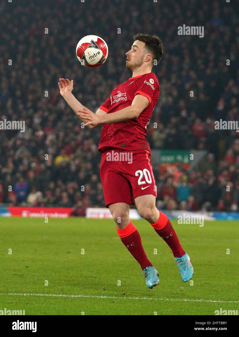 Liverpool's Diogo Jota controls the ball during the Emirates FA Cup ...