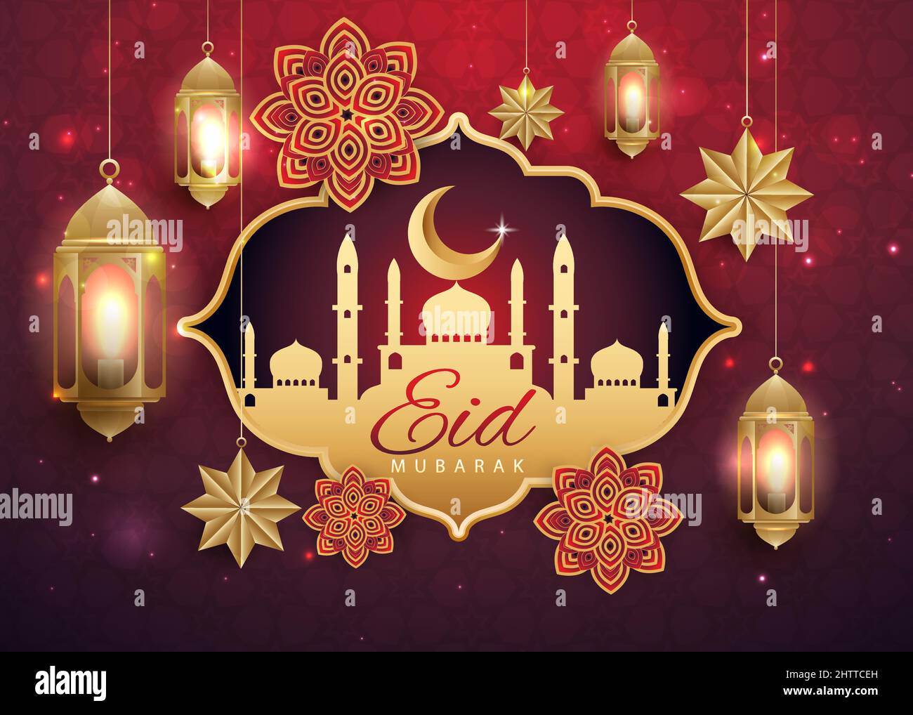 Eid Mubarak, al adha, al fitr, ramadan, mosque 3d lighting Design Background with lantern star ...