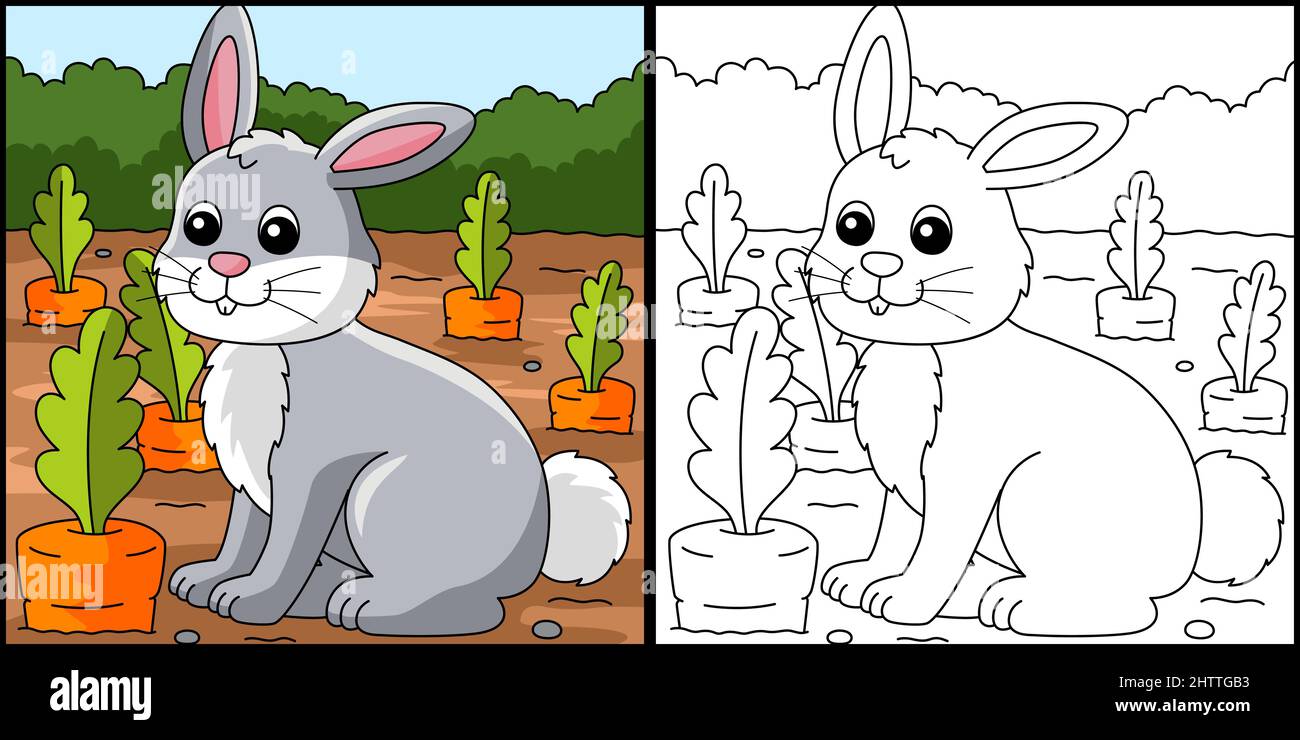Rabbit Coloring Page Colored Illustration Stock Vector Image & Art - Alamy