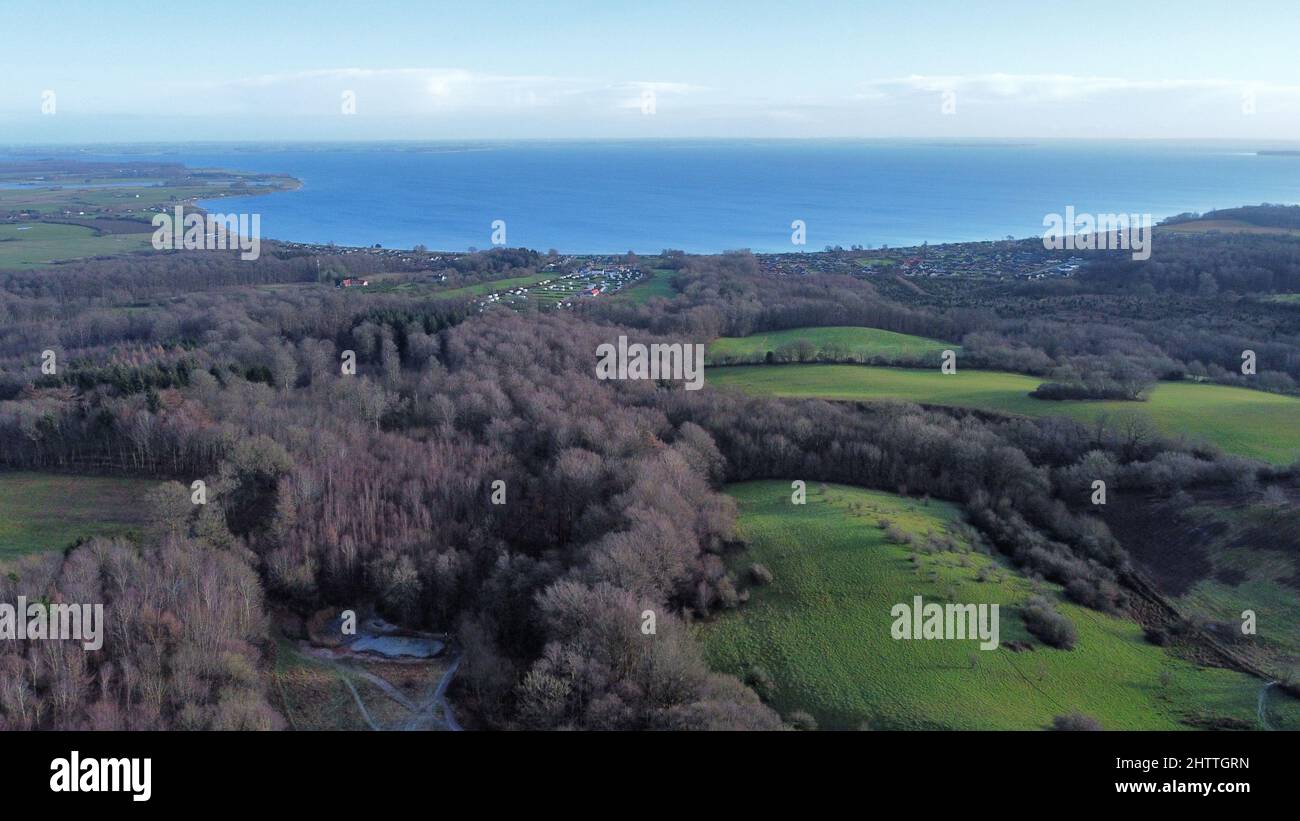 Aerial view of a landscape in Denmark Stock Photo - Alamy