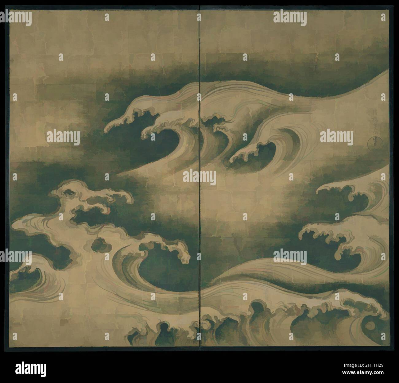Art inspired by Rough Waves, 波濤図屏風, Edo period (1615–1868), ca. 1704–9 ...