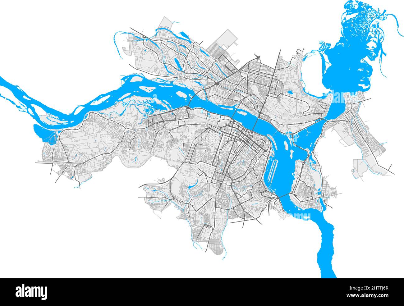 Dnipro, Dnipropetrovsk Oblast, Ukraine high resolution vector map with ...