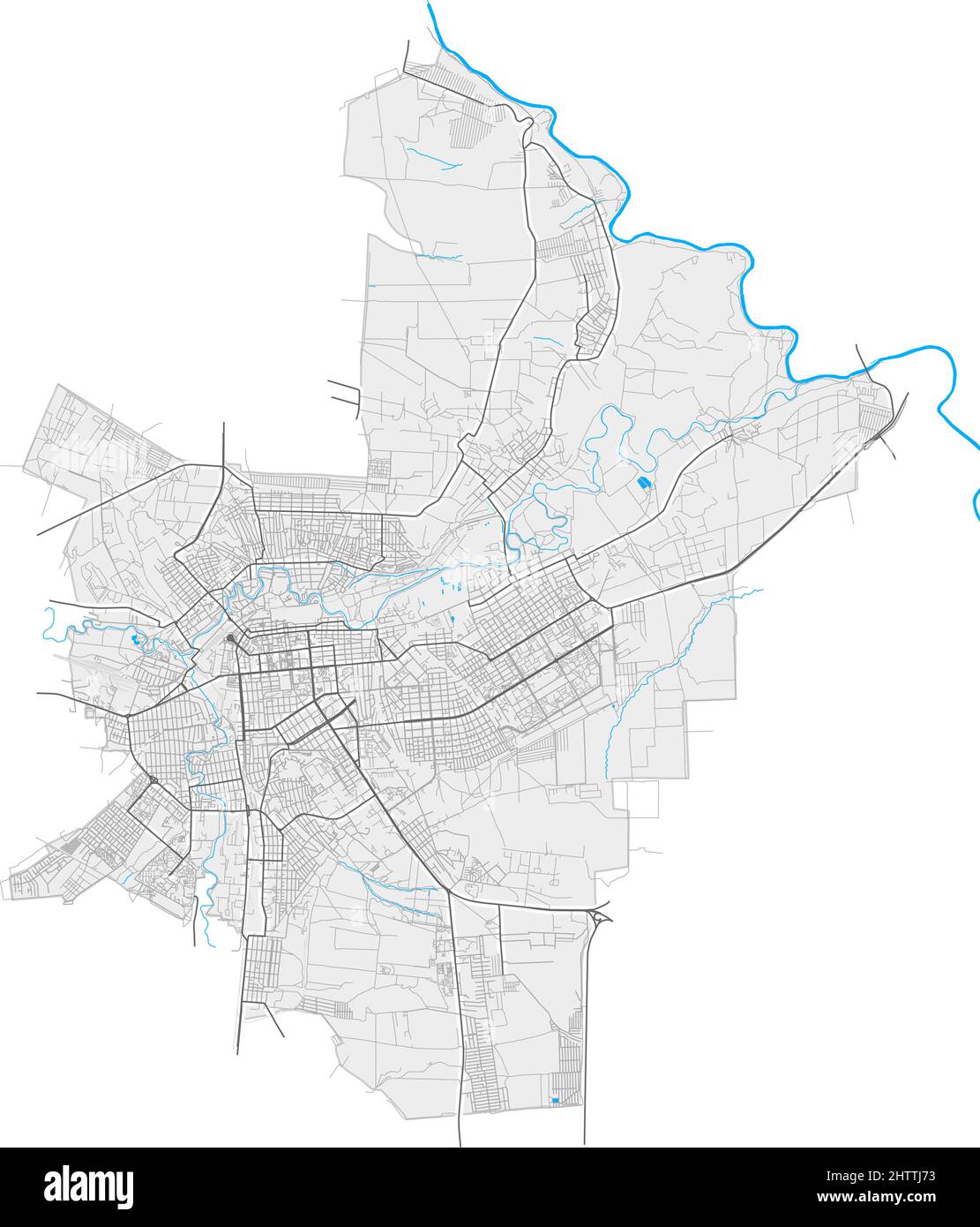 Luhansk, Luhansk Oblast, Ukraine high resolution vector map with city ...