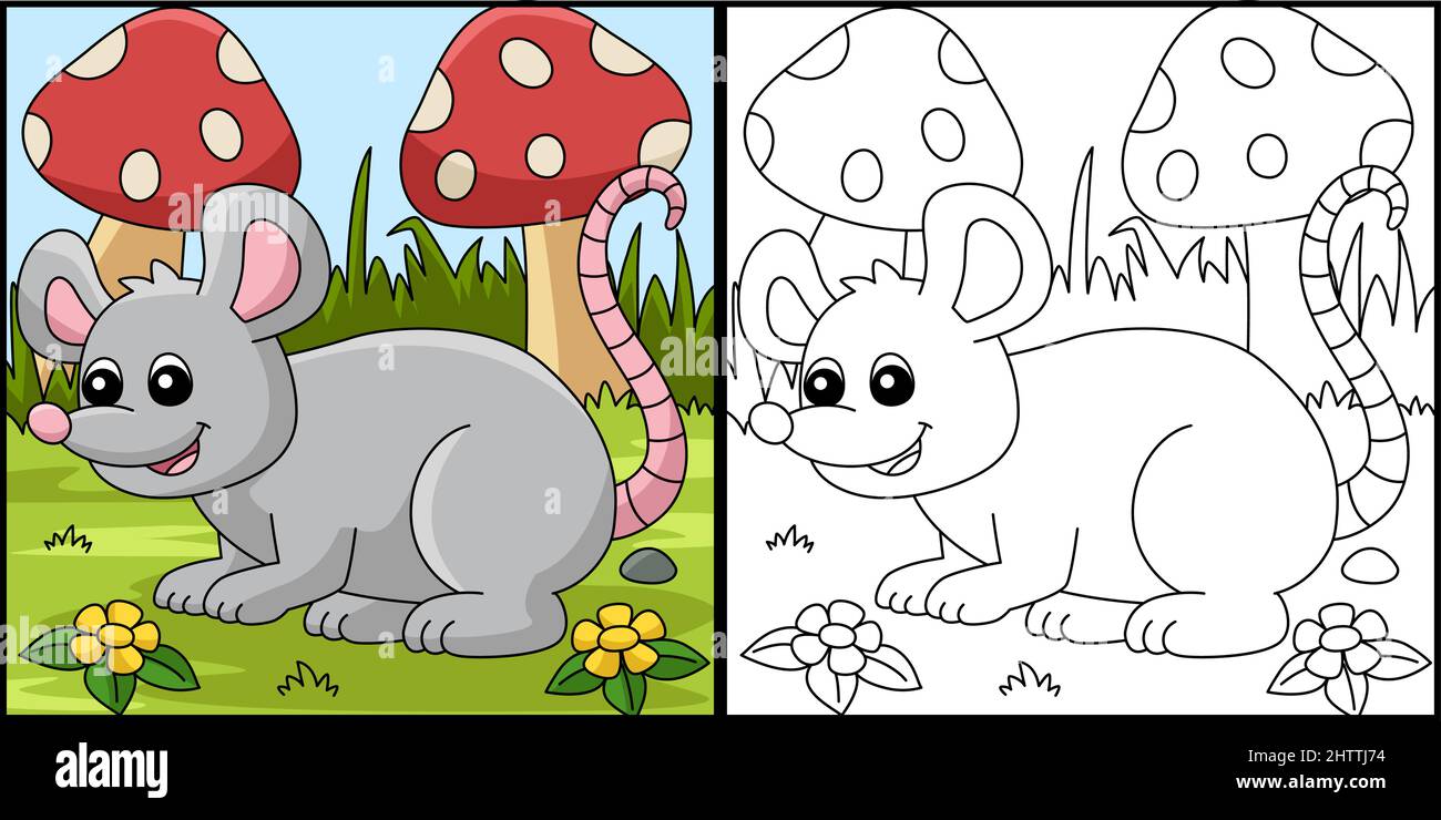 Mouse Coloring Page Colored Illustration Stock Vector Image & Art - Alamy