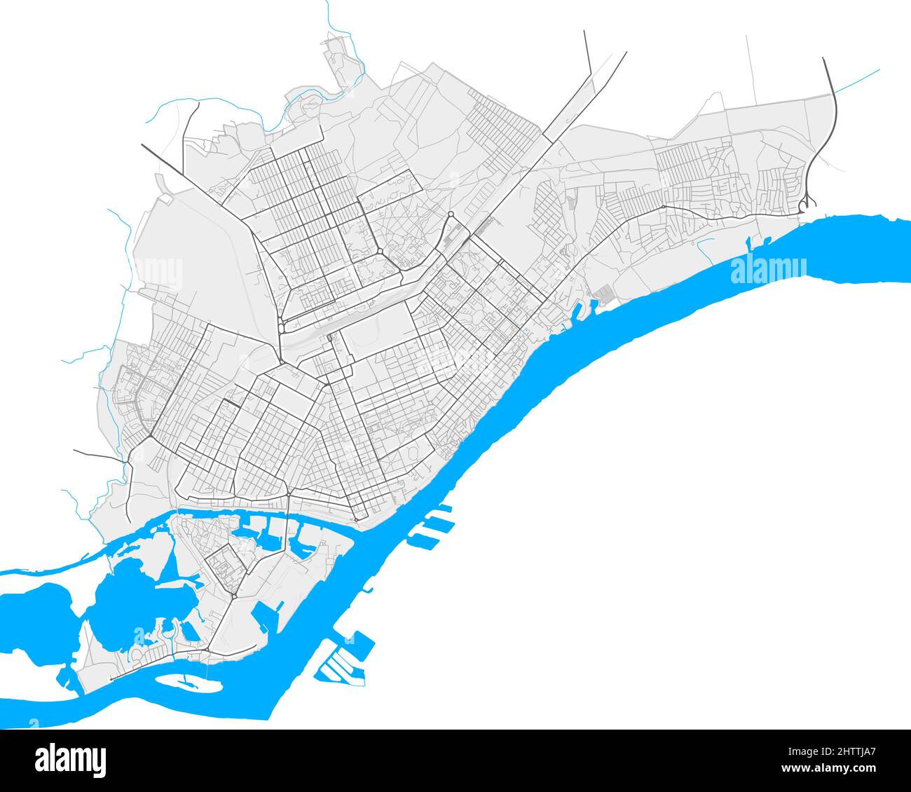 Kherson, Kherson Oblast, Ukraine high resolution vector map with city ...