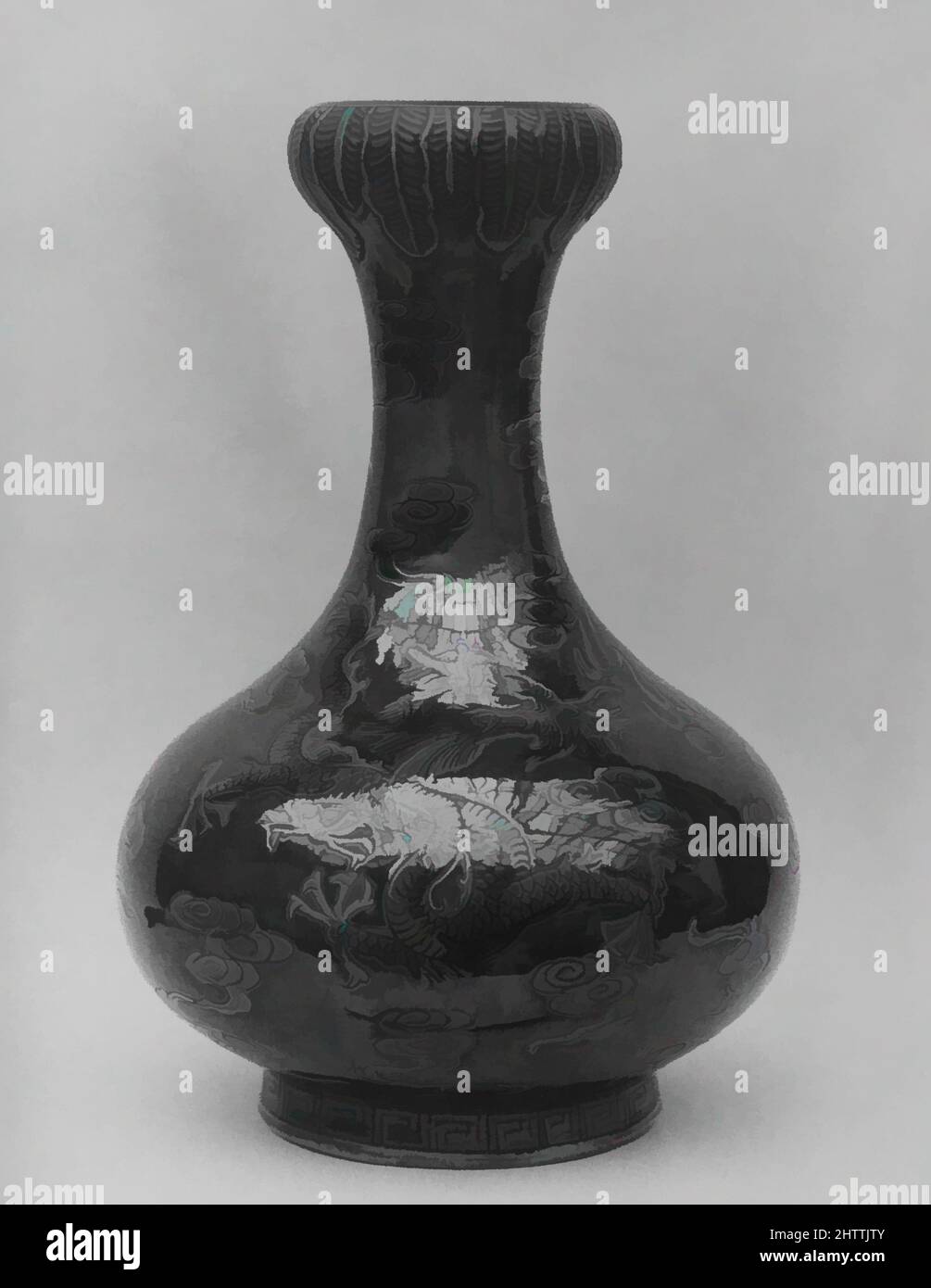 Porcelain with glaze and designs in relief awaji ware hi-res stock ...