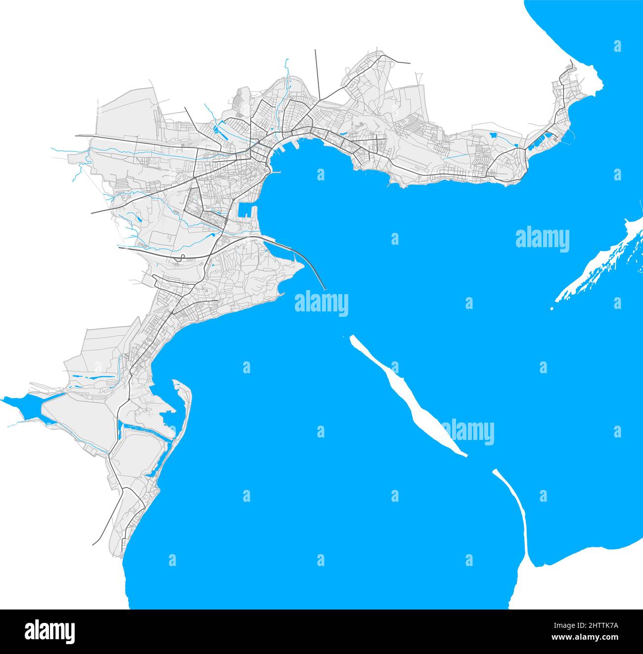Kerch, Crimea, Ukraine high resolution vector map with city boundaries ...