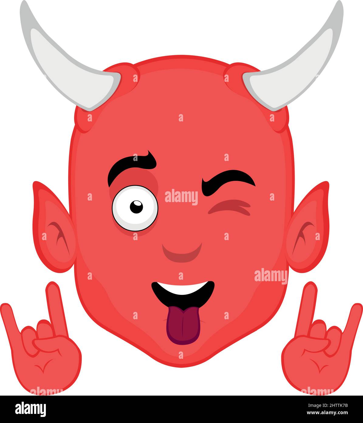 Vector illustration of the face of a cartoon demon doing the classic ...