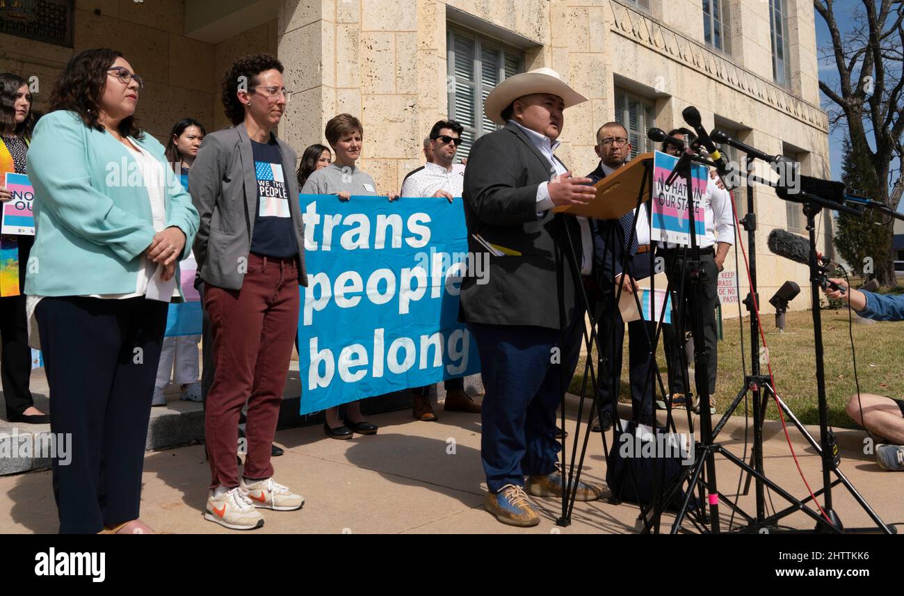 Austin, United States. 02nd Mar, 2022. A coalition of transgender ...