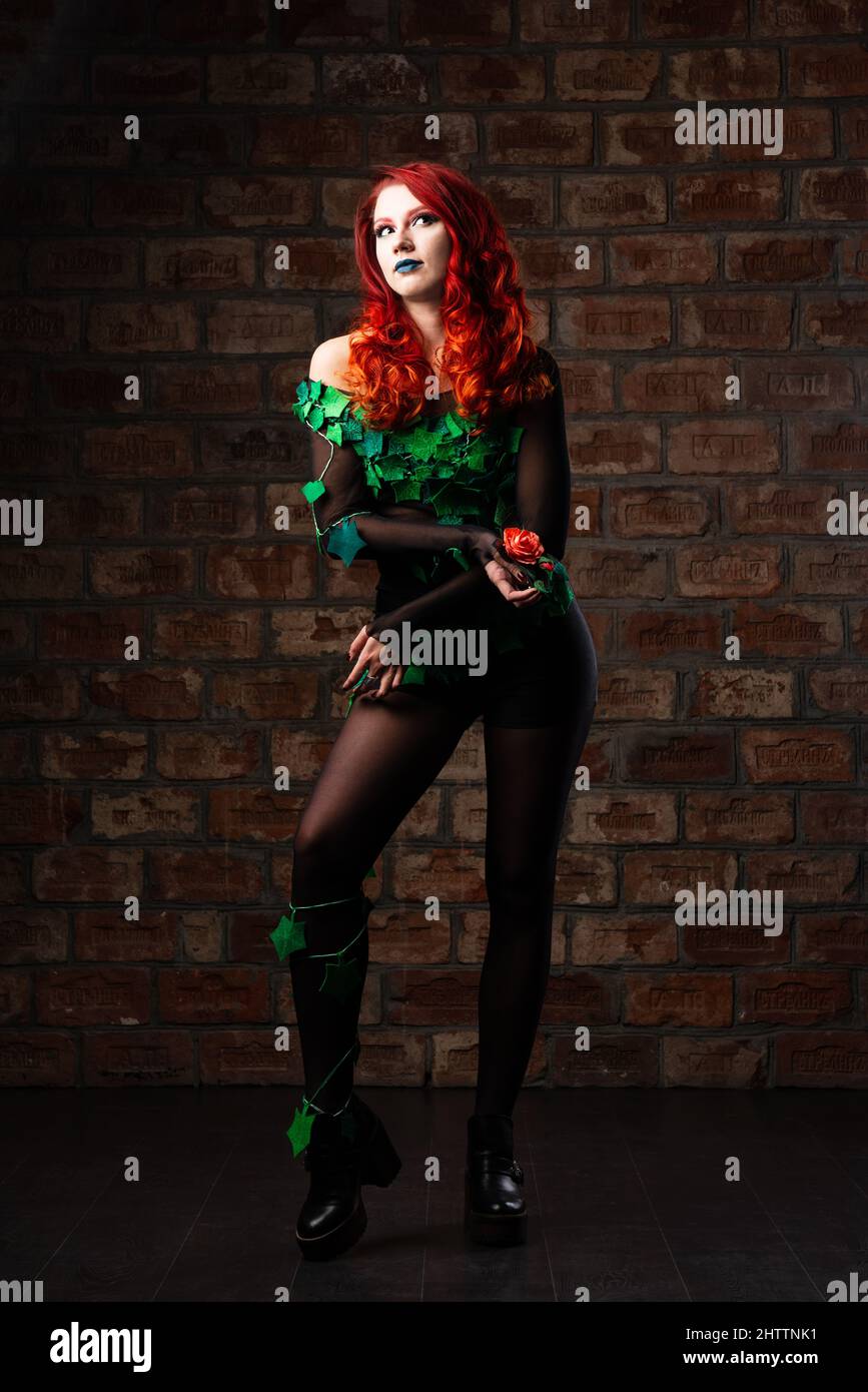 poison ivy comics character cosplay. Halloween costume. young sexy ...