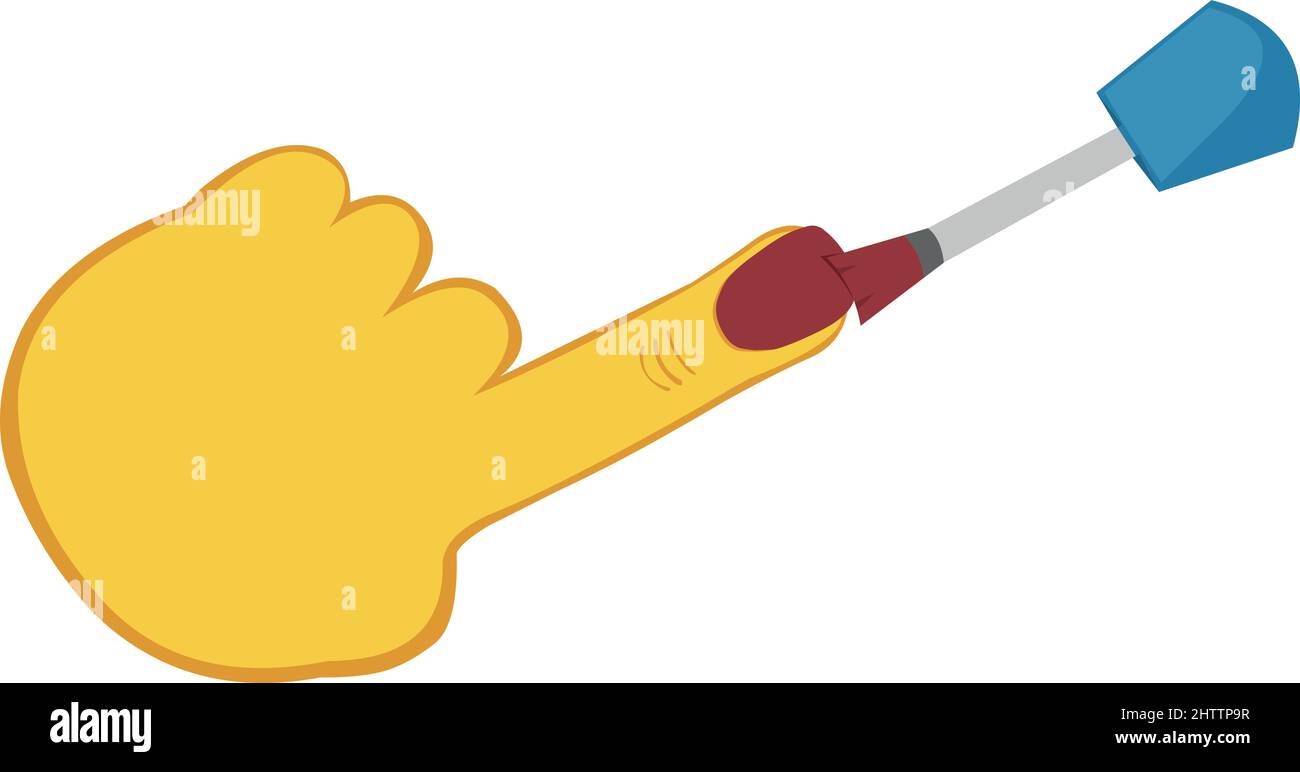 Vector illustration of a yellow hand painting the fingernail of the ...