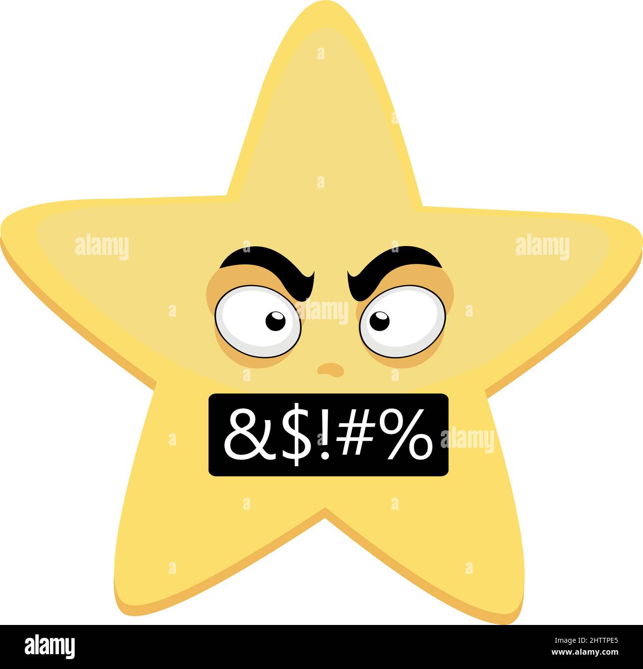 Vector character illustration of a cartoon star with an angry ...