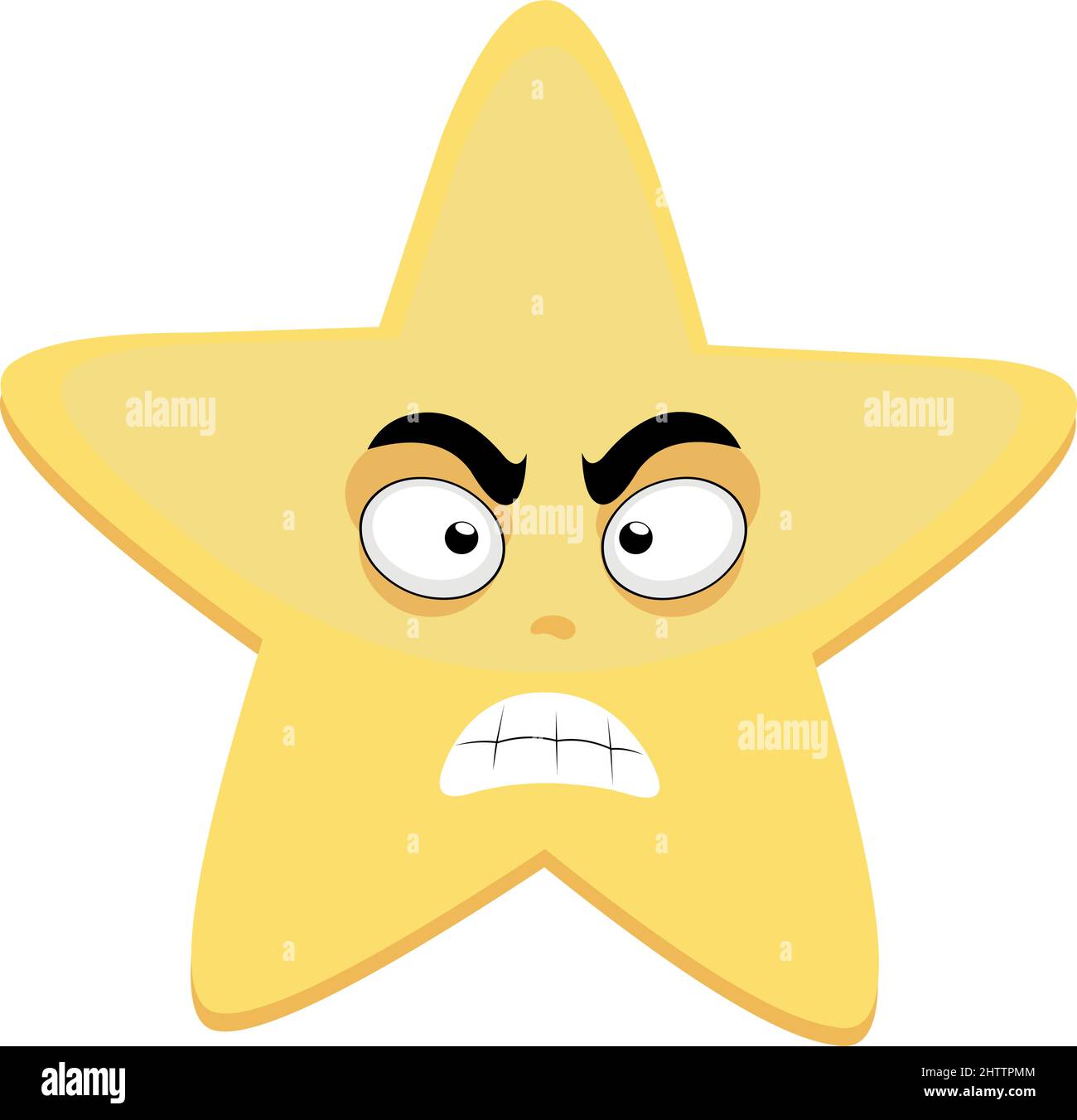 Vector character illustration of a cartoon star withan angry expression ...